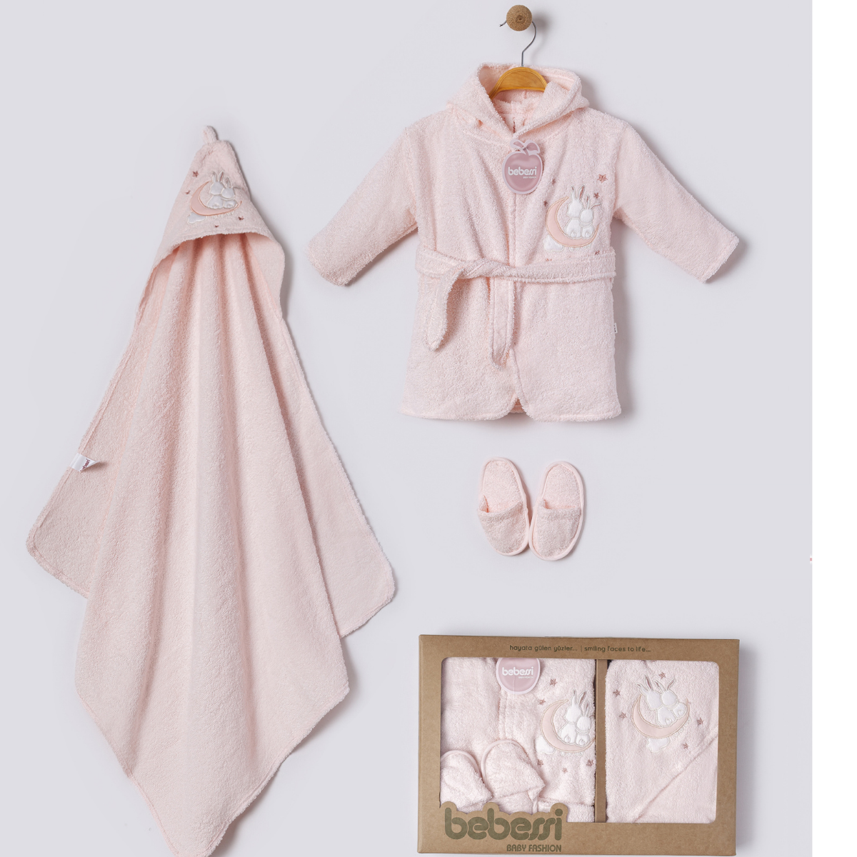 Wholesale BEBESSİ KIZ 0-12 AY TWIN RABBIT KUTULU BORNOZ SET products ...