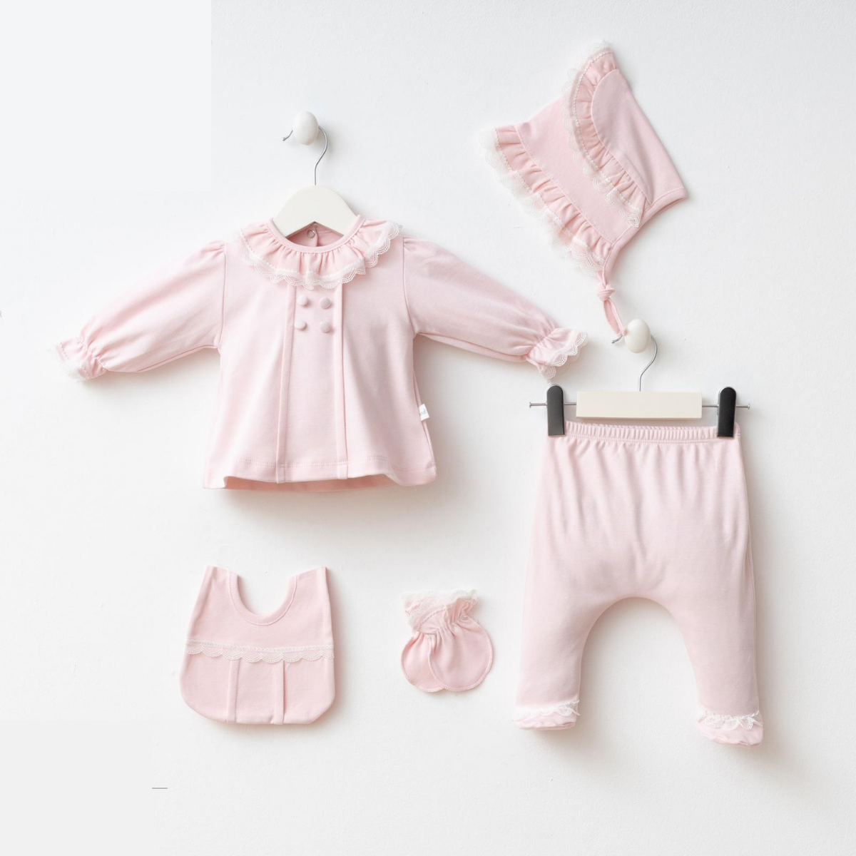 MİNİZEYN KIZ 0-3 AY ELEGANT KIZ 5Lİ SET Toptan Bebe Giyim
