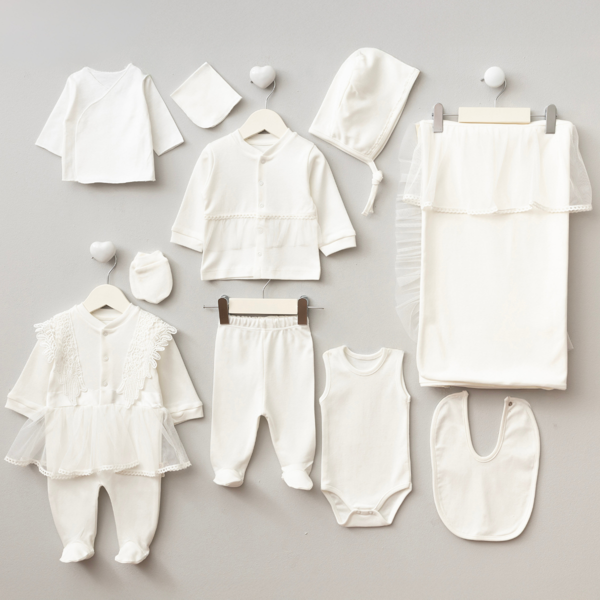 PUGİ KIZ 0-3 AY MELEK KANATLI 10LU SET Toptan Bebe Giyim